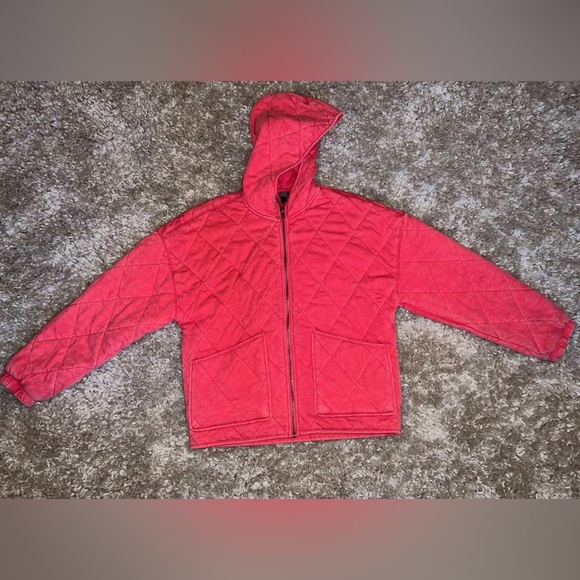 wild fable | Jackets & Coats | Wild Fable Coral Pink Quilted Zip Front ...